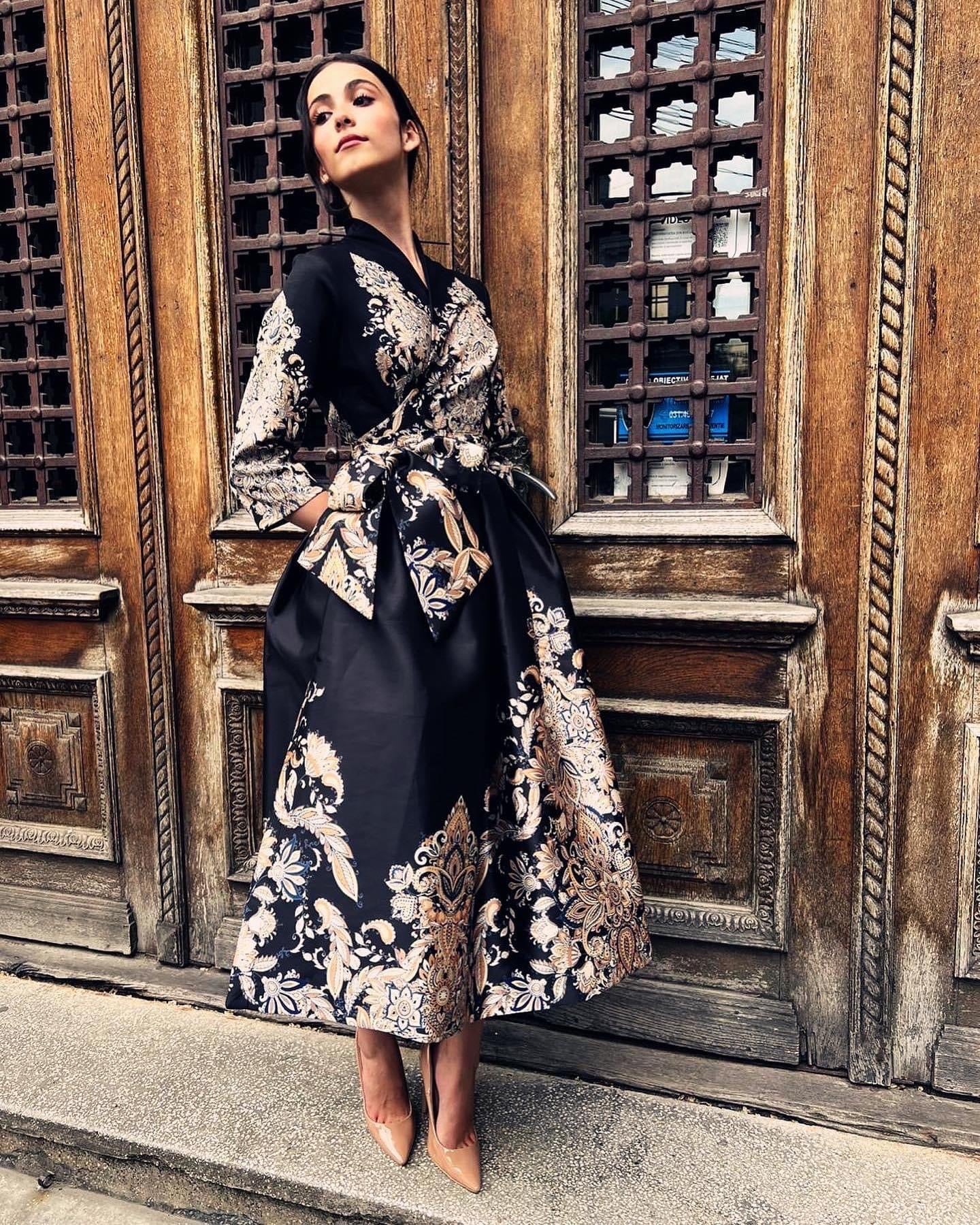 Rochie stil kimono, din tafta imprimata– Lady's Secret